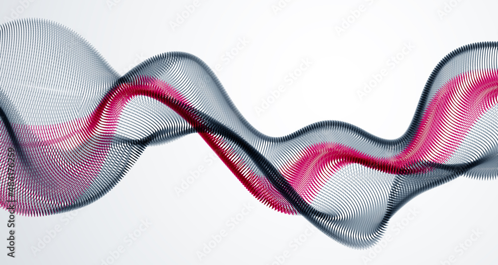 Flowing particles wave, dynamic sound motion curve lines. 3d vector ...