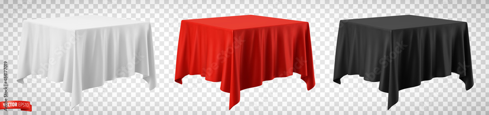Vector realistic illustration of tablecloths on a transparent ...