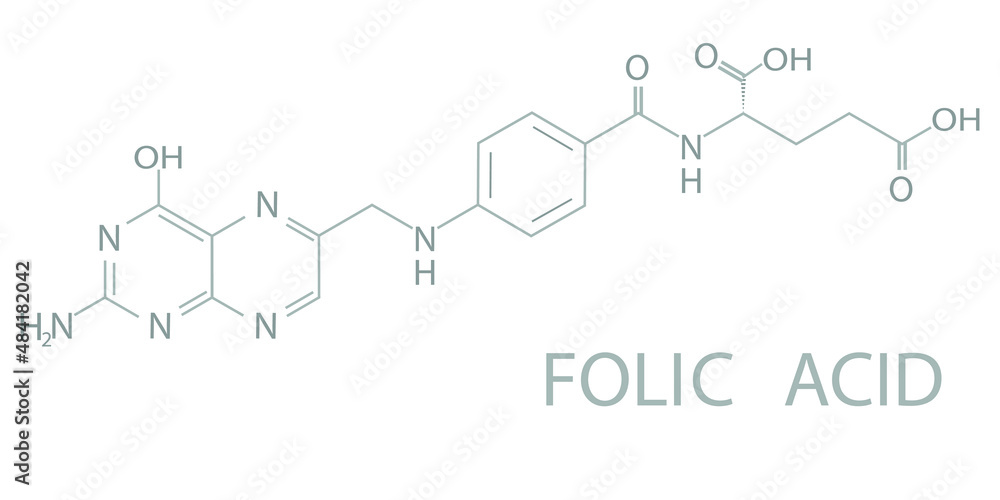 Folic acid molecular skeletal chemical formula. Stock Vector | Adobe Stock