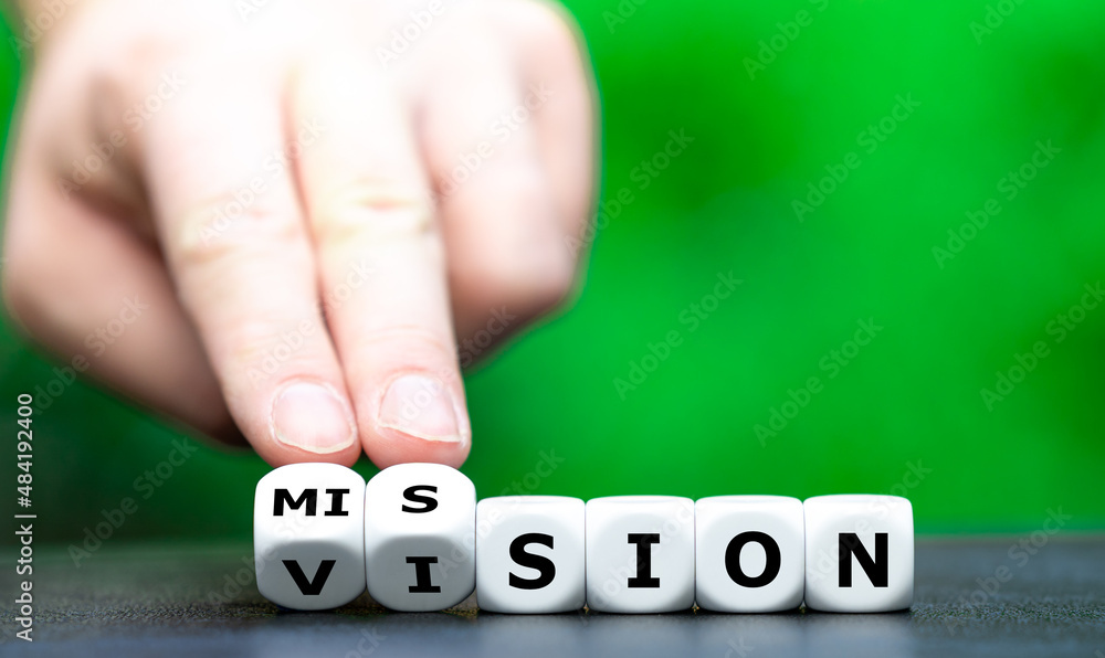 From a vision to a mission. Dice form the words vision and mission ...