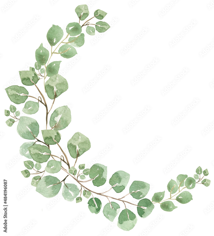 Watercolor Greenery Wreath Clipart, Green Florals Leaves Border ...