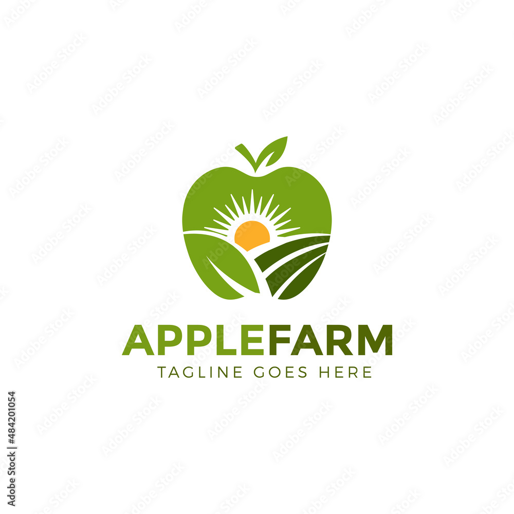 Apple farm logo design vector illustration Stock Vector | Adobe Stock