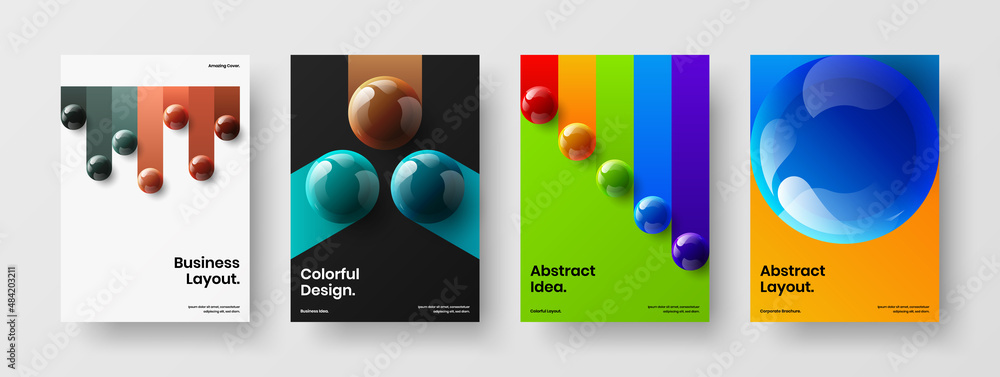 Amazing 3D spheres catalog cover illustration collection. Unique ...