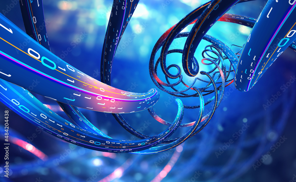 Cyber structure 3D illustration. Nano space medical research and ...