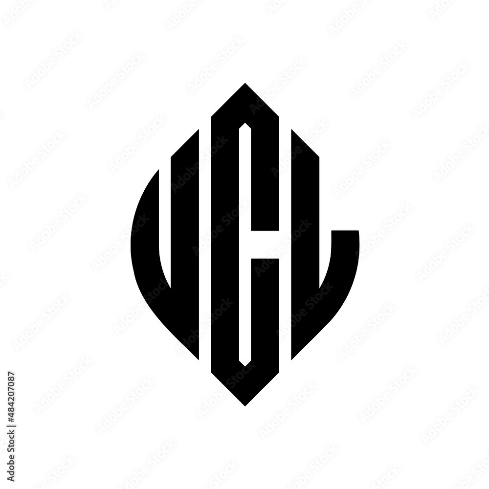 Vetor de UCL circle letter logo design with circle and ellipse shape ...