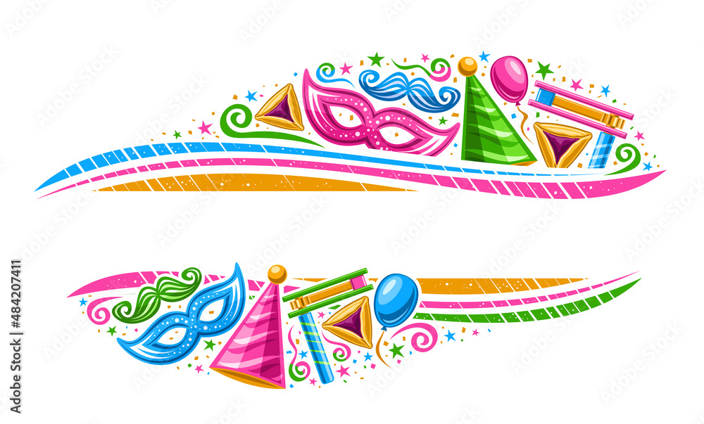 Vector Border for Purim Carnival with copy space for text, horizontal ...