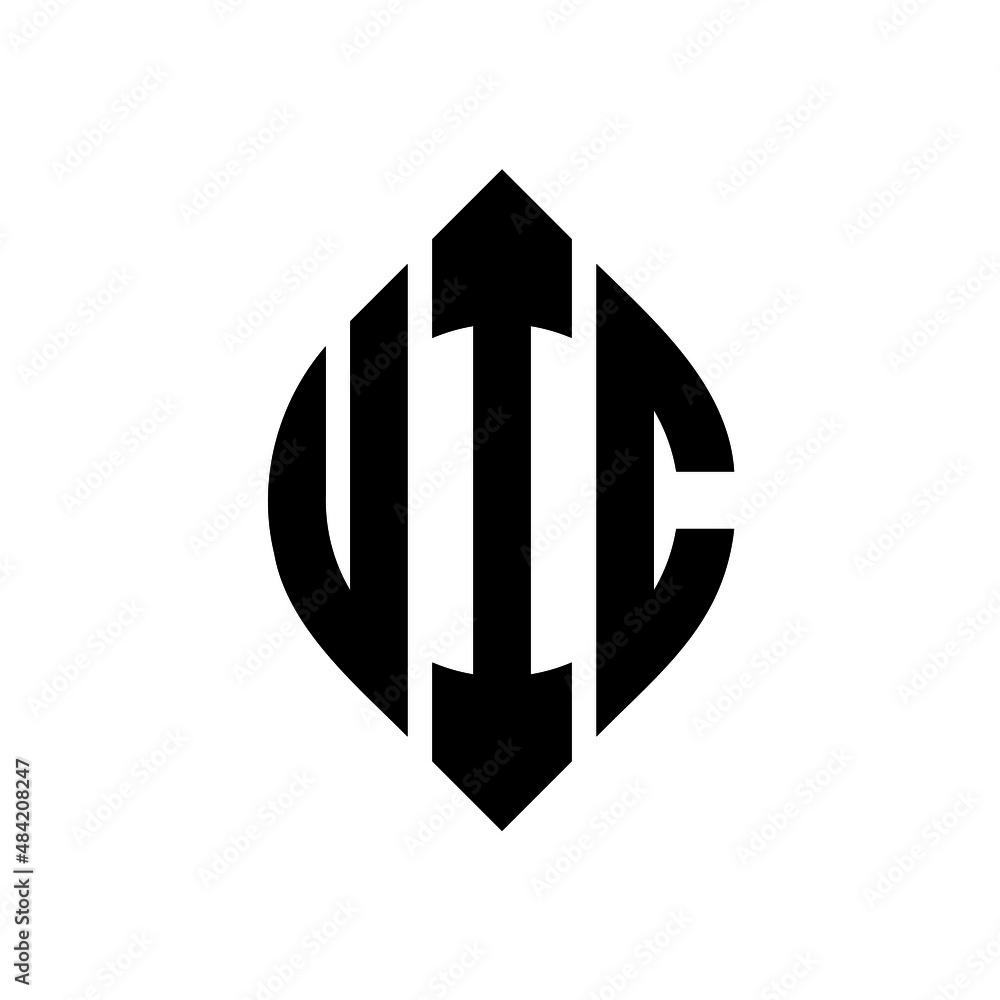 UIC circle letter logo design with circle and ellipse shape. UIC ...
