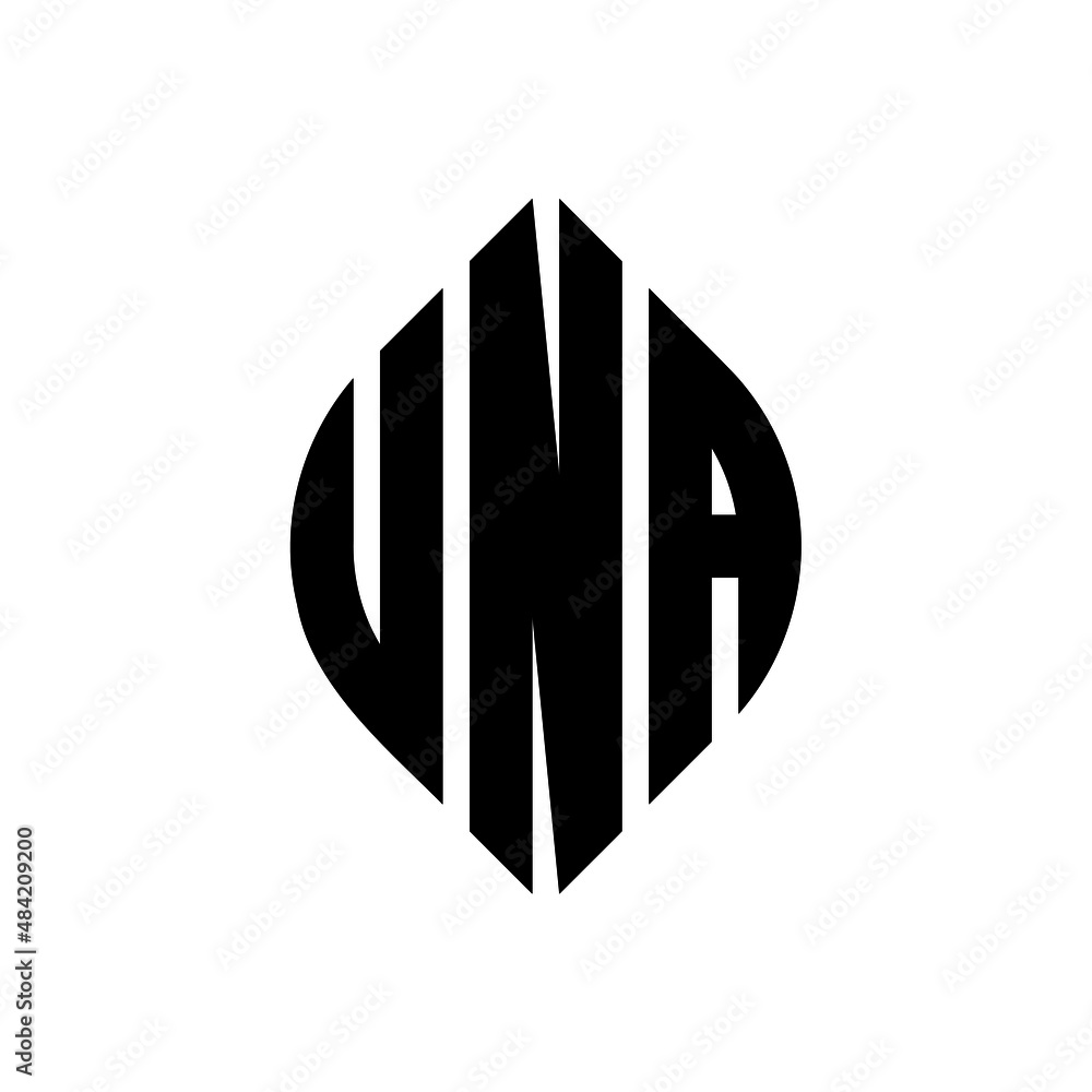 UNA circle letter logo design with circle and ellipse shape. UNA ...
