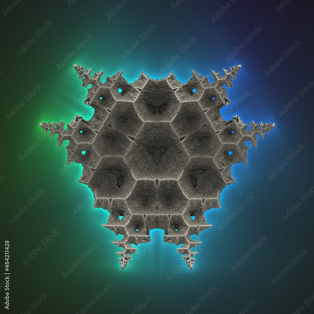 An Isolated 3d Fractal Object Of A Sierpinski Recursion With A Dark