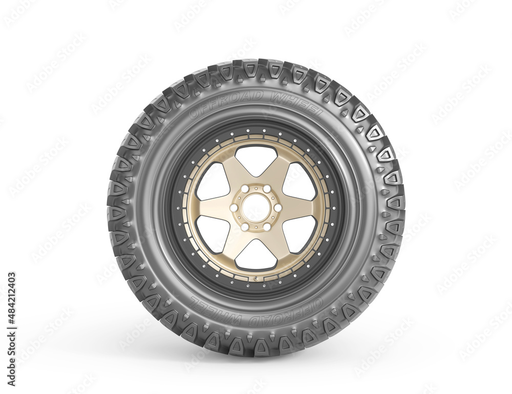 Off road wheel on a white background. 3d illustration Stock ...