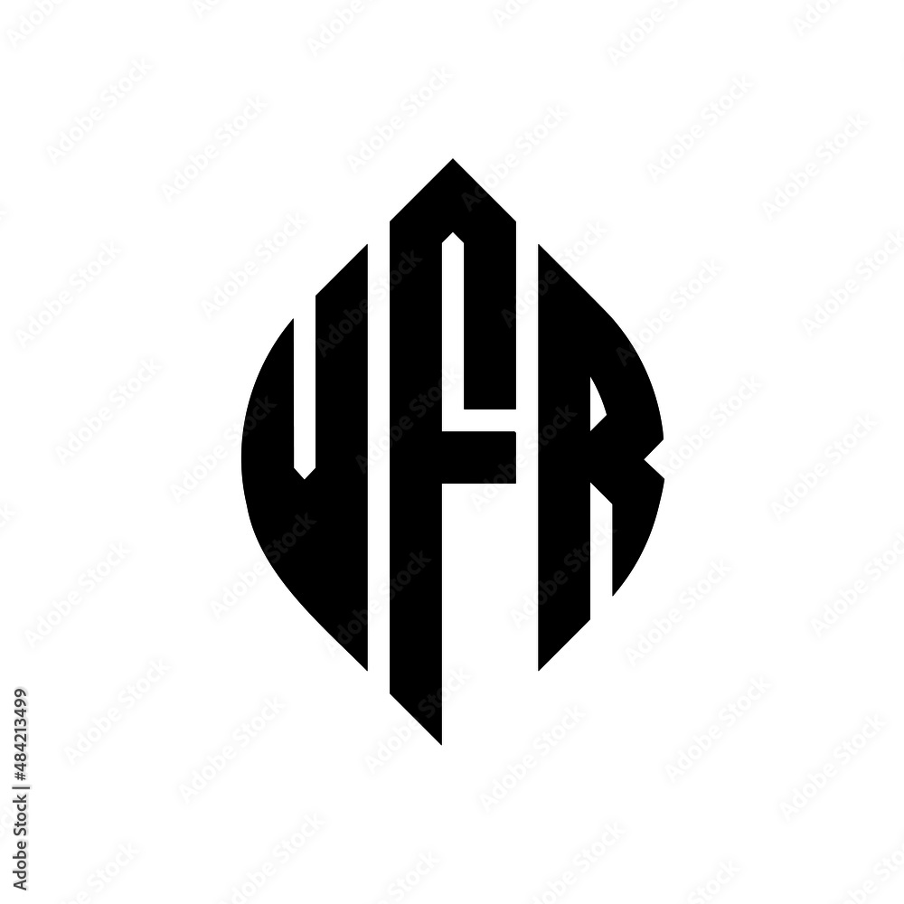 VFR circle letter logo design with circle and ellipse shape. VFR ...