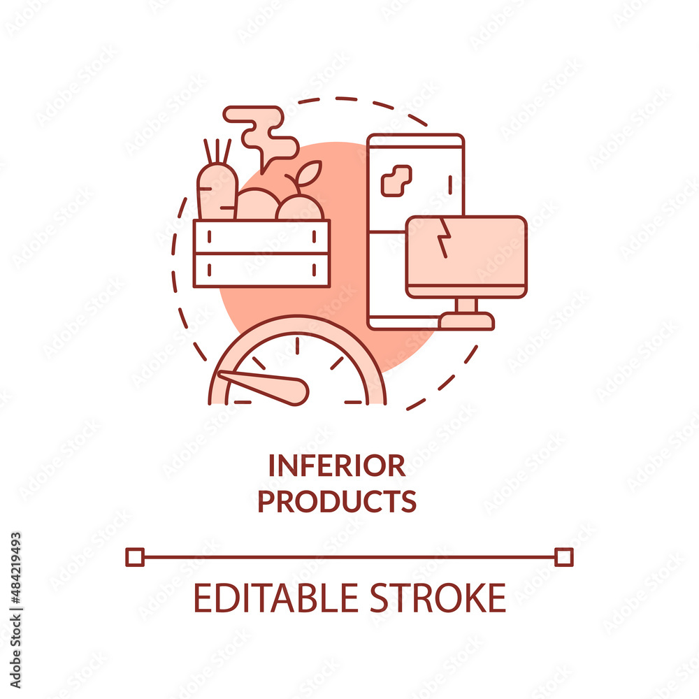 Inferior products red concept icon. Poor quality goods. Market economy ...