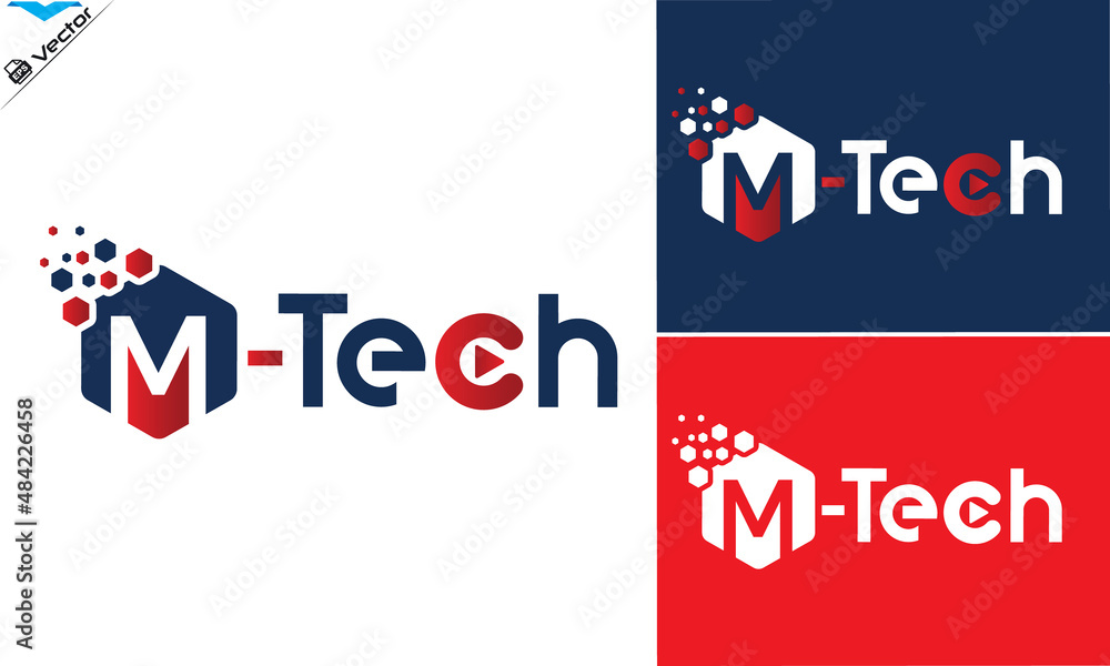 Letter M Technology typography vector logo template Stock Vector ...