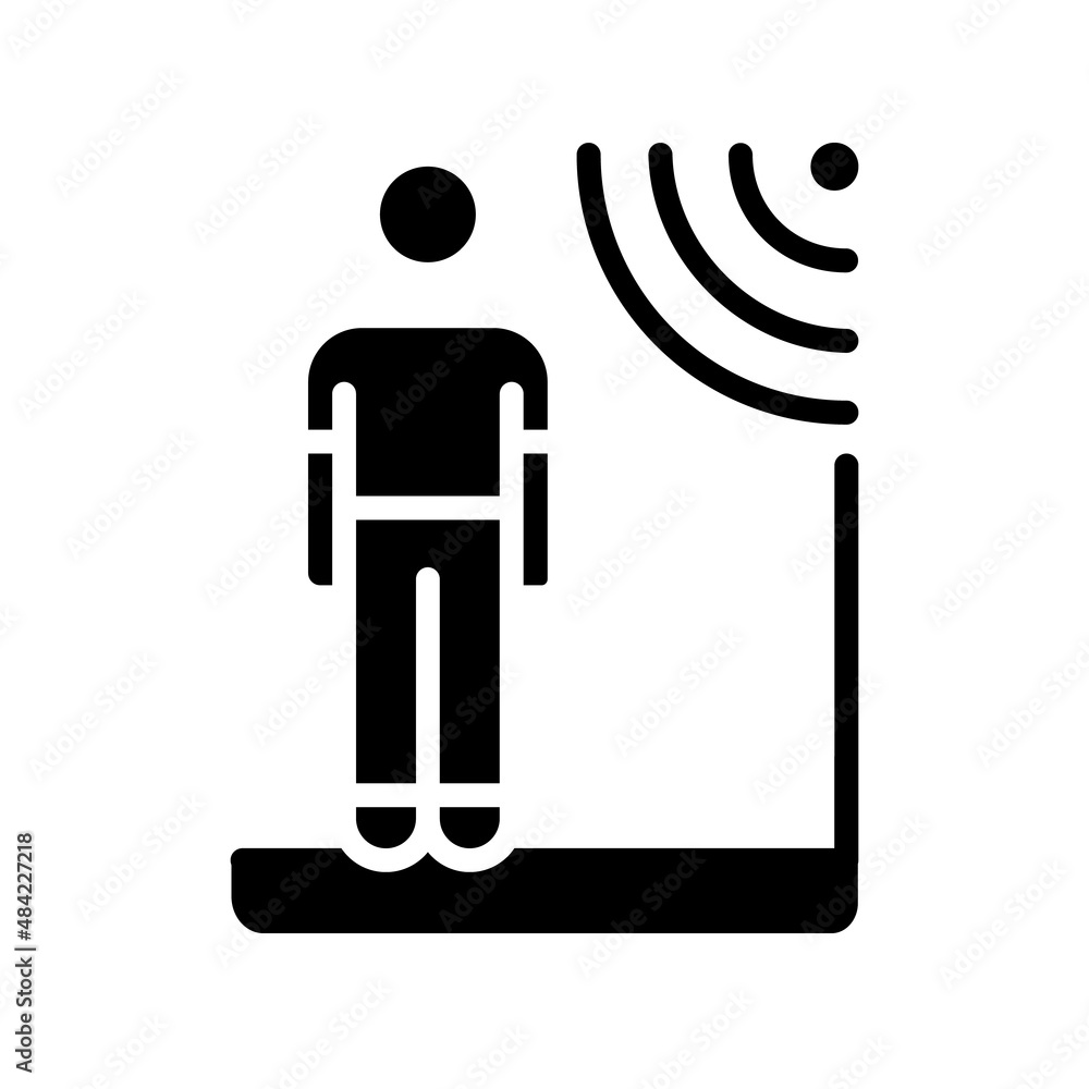 Proximity sensors black glyph icon. Remote regulation for entry access ...