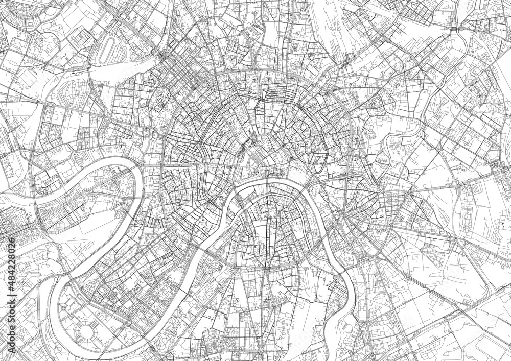 Detailed vector map of Moscow, Russia Stock Vector | Adobe Stock