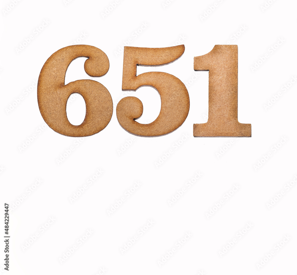Number 651 - Piece of wood isolated on white background Stock Photo ...