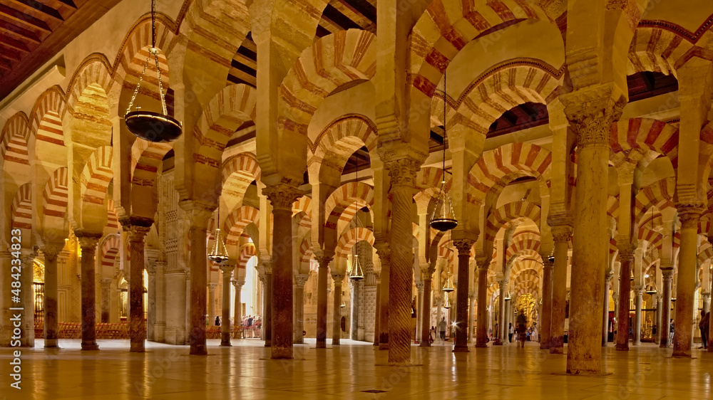 Long exposure view with motion blurred people of the arcaded hypostyle ...