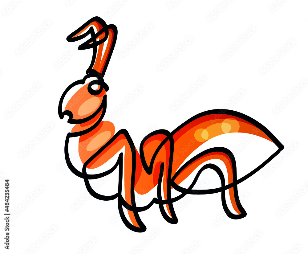 One line drawing of ant. One continuous line drawing of ant isolated on ...