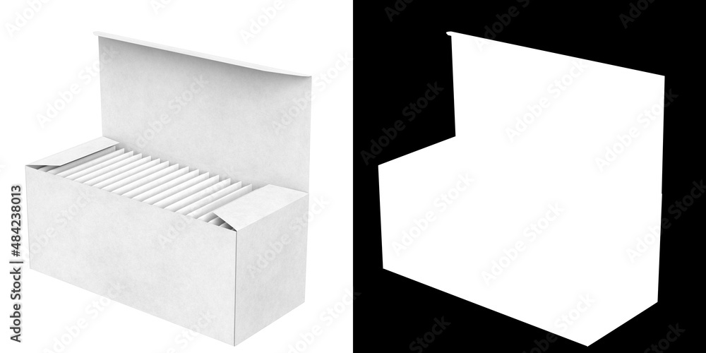 3D rendering illustration of a rectangular box filled with paper bags ...