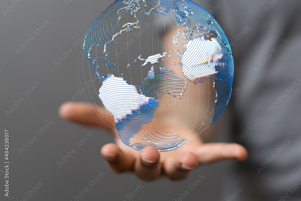 World map with satellite data connections. Connectivity across the ...