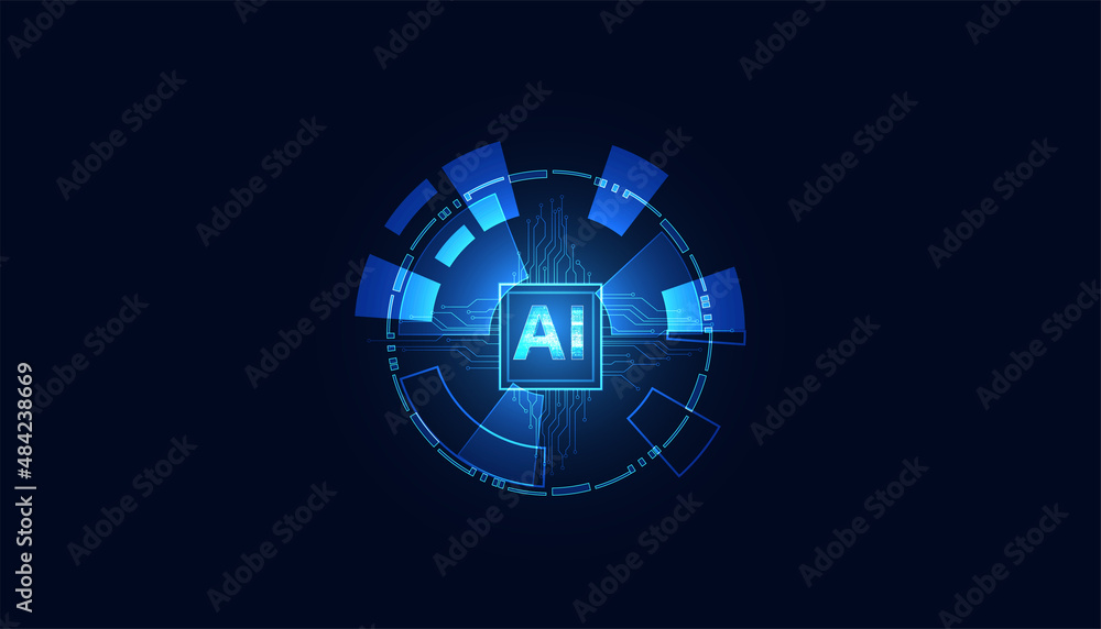 Abstract Artificial Intelligence on Atomic and Technology Background ...