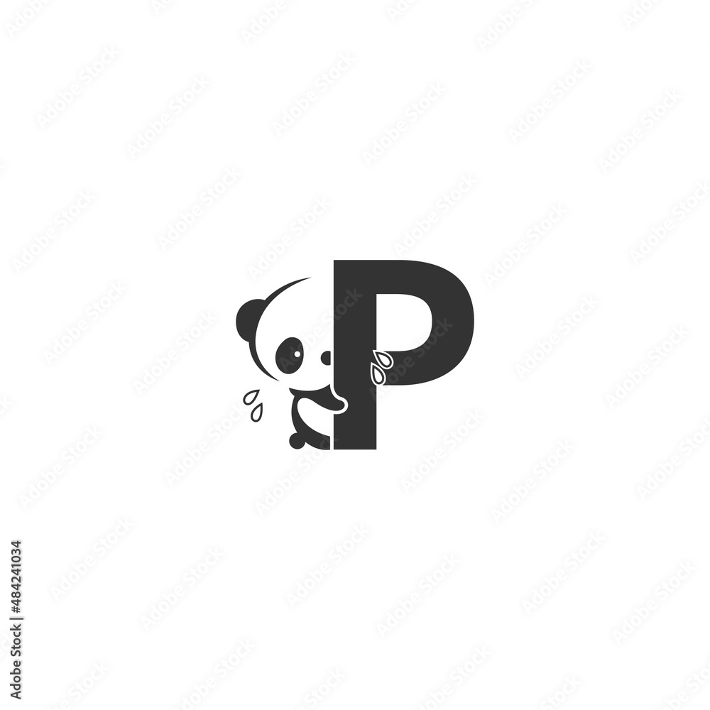 Panda icon behind letter P logo illustration Stock Vector | Adobe Stock