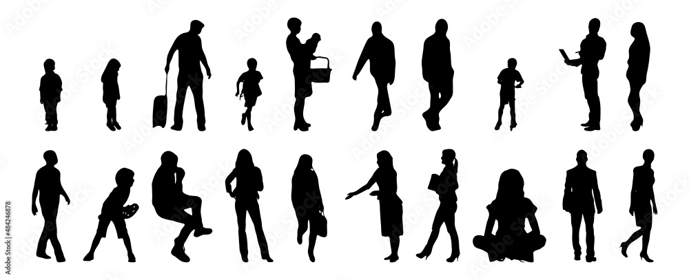 Photo Vector silhouettes, Outline silhouettes of people, Contour ...