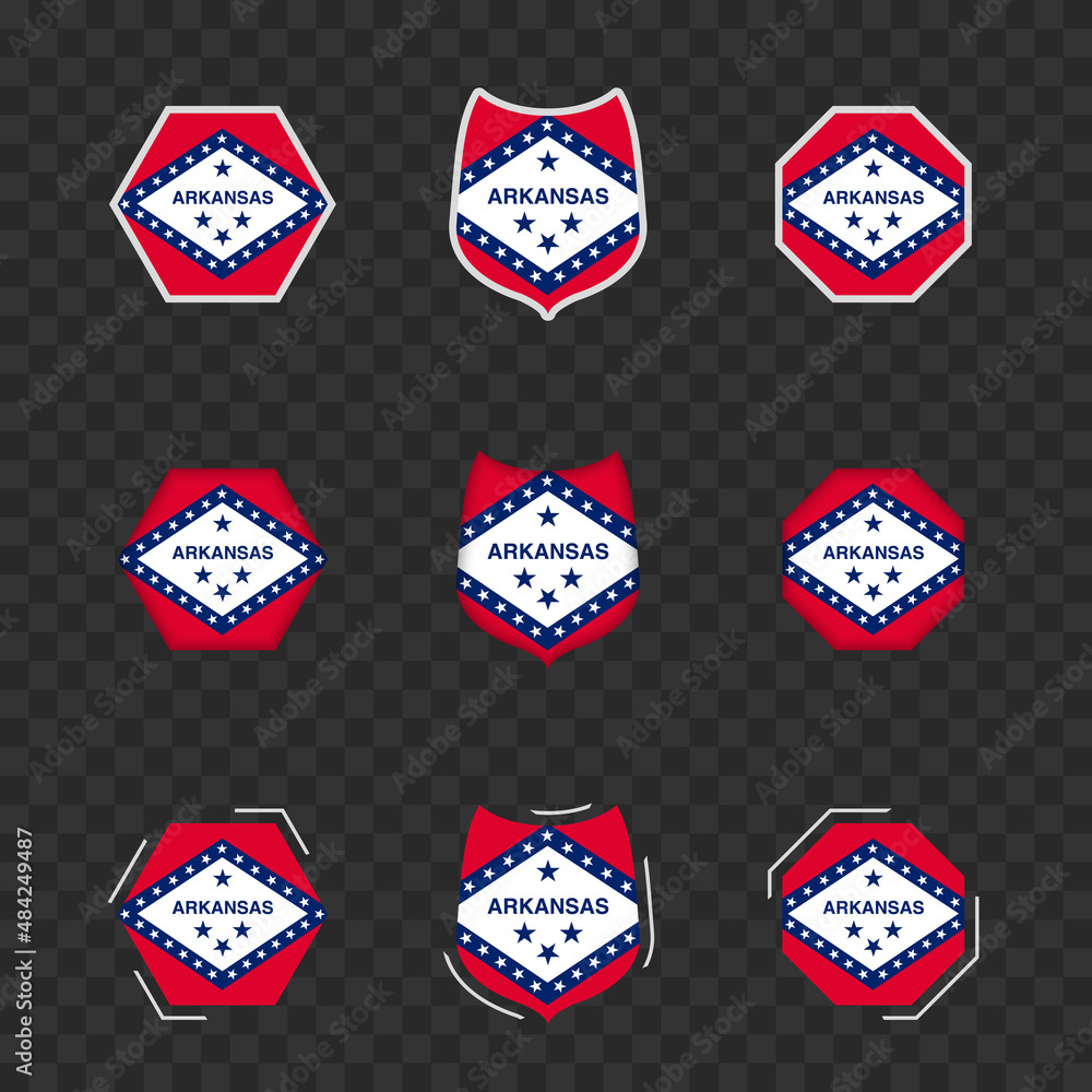 National symbols of Arkansas on a dark transparent background, vector ...