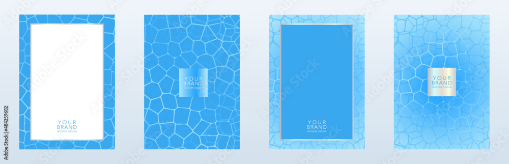 Water cover design set of banners. Background with blue water ...