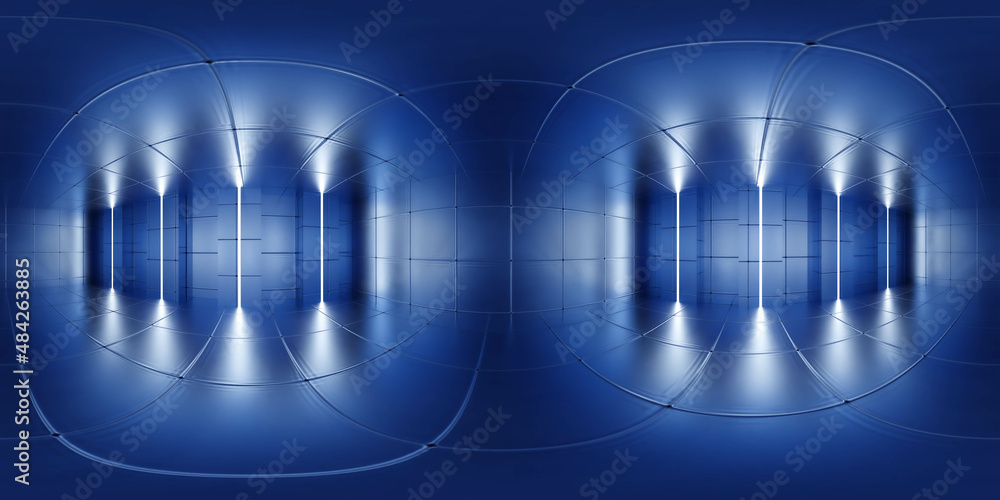 360 degree full panorama environment map of abstract blue retro ...