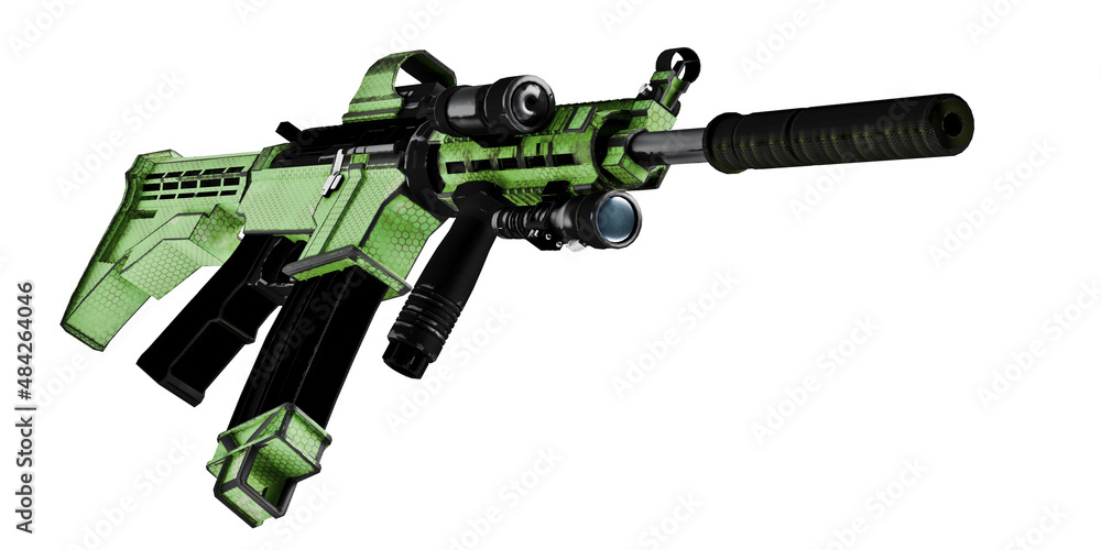 3d model automatic rifle with a collimator sight and silencer Stock ...