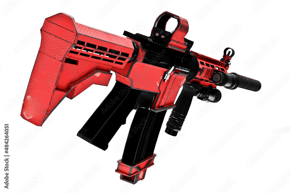 3d model automatic rifle with a collimator sight and silencer Stock ...