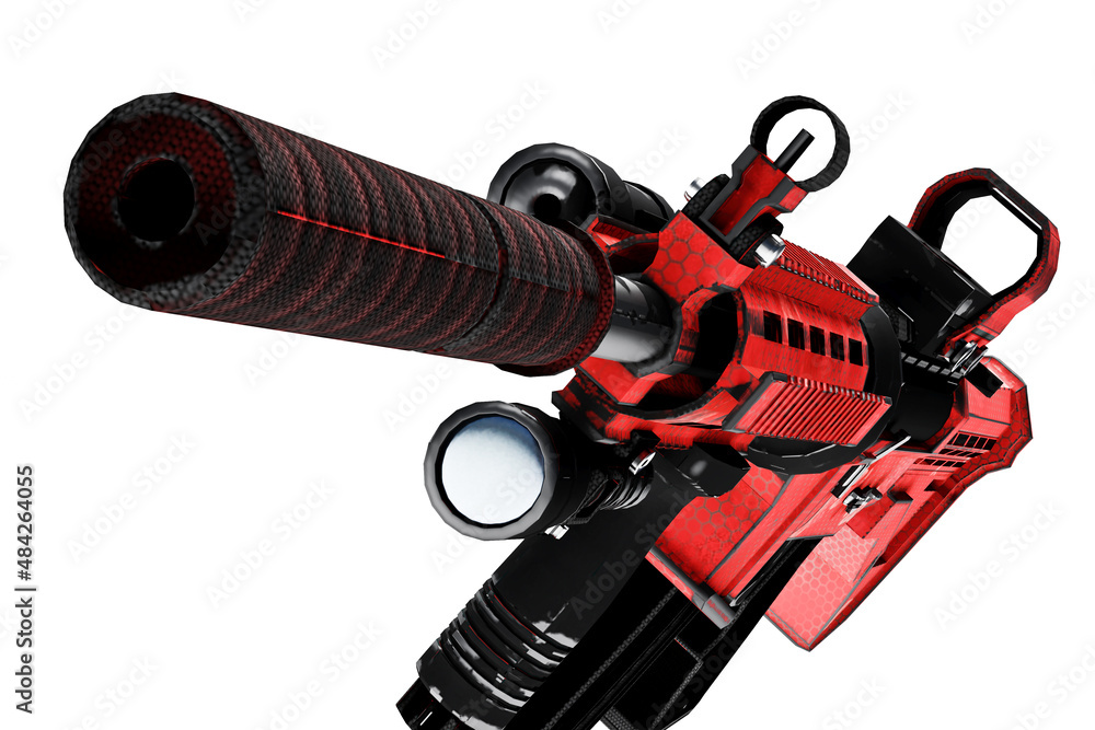 3d model automatic rifle with a collimator sight and silencer Stock ...