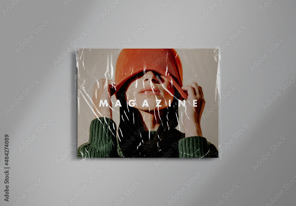Plastic Wrap Magazine Cover Mockup Stock Template | Adobe Stock