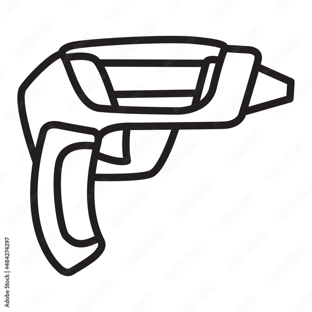 Space blaster outline icon. Futuristic space gun. Laser Handgun. Alien ...