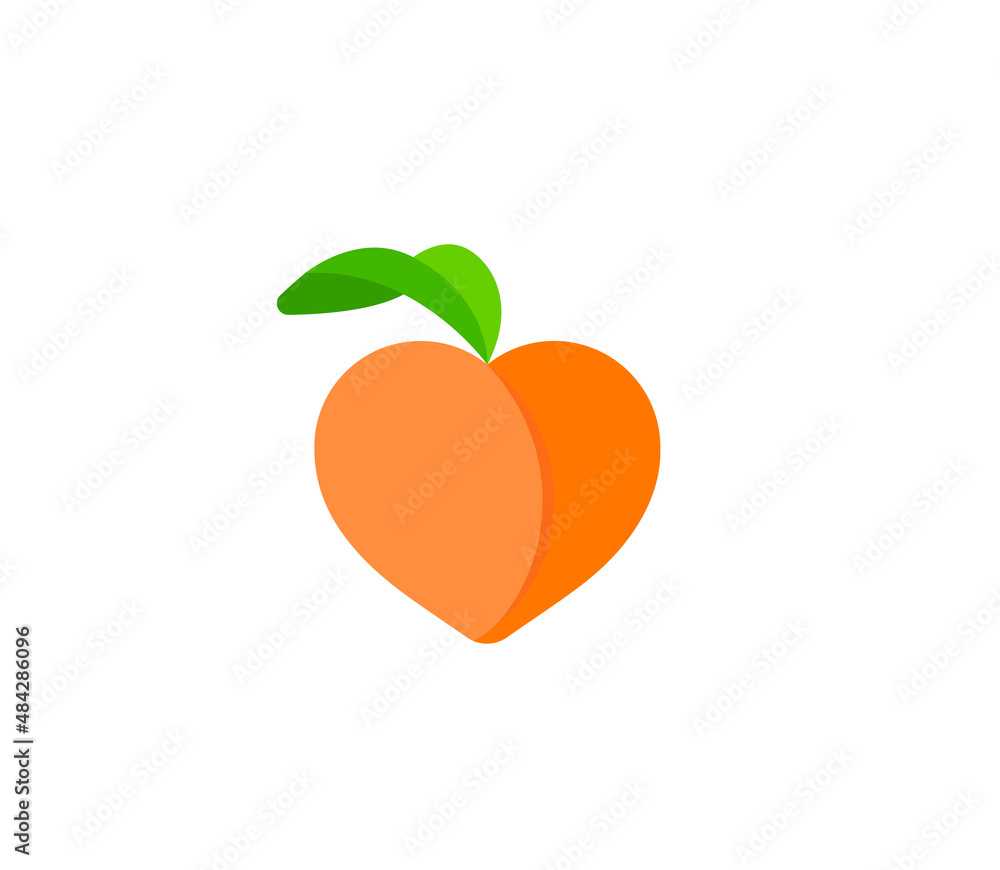 Peach vector isolated icon. Emoji illustration. Peach vector emoticon ...