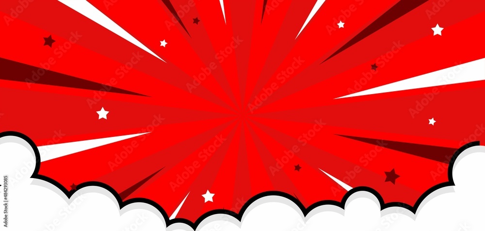 comic red background with cloud Stock Vector | Adobe Stock