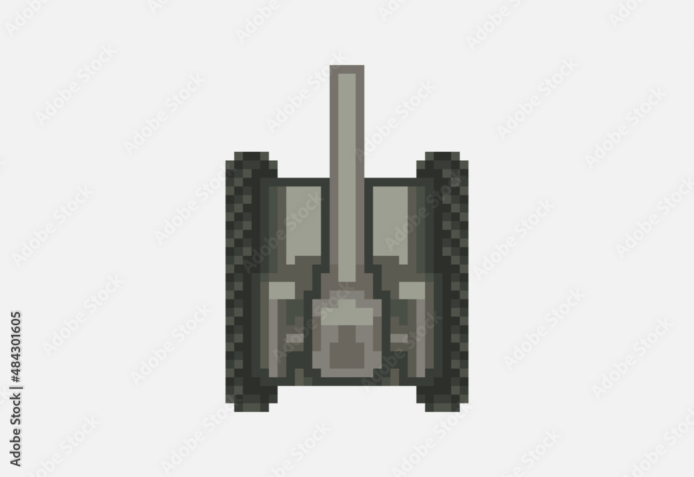 Illustration of a computer game tank top view in pixel art style Stock ...