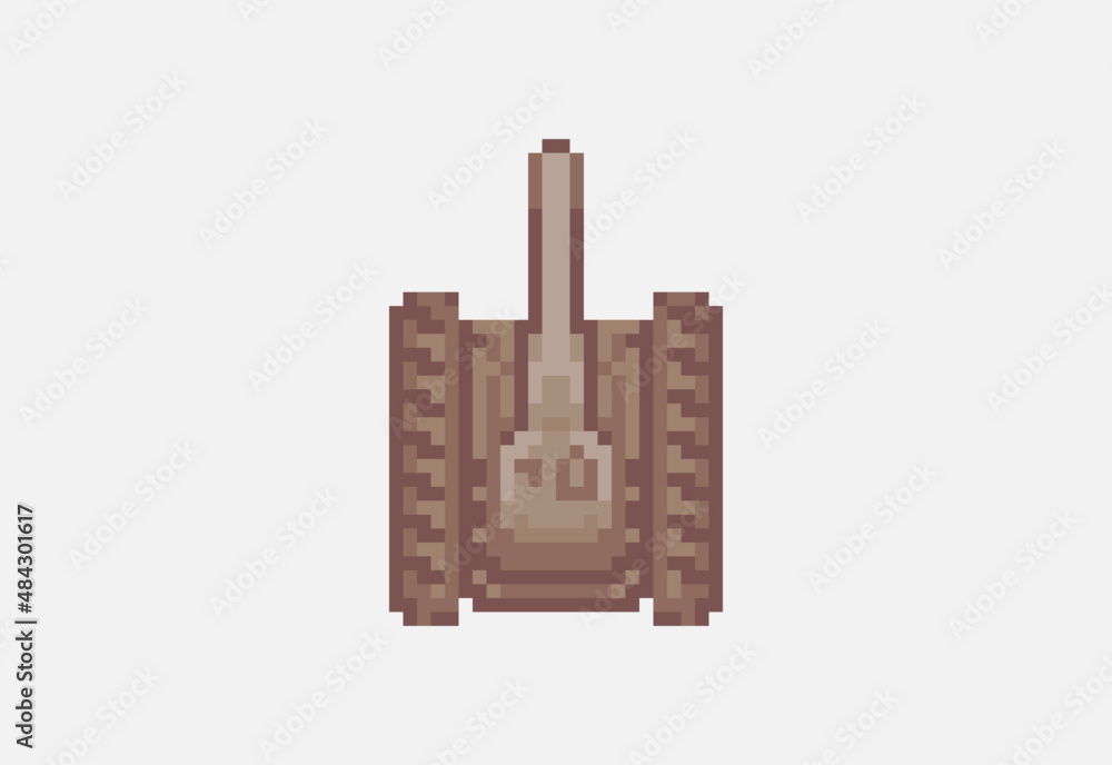 Illustration of a computer game tank top view in pixel art style Stock ...