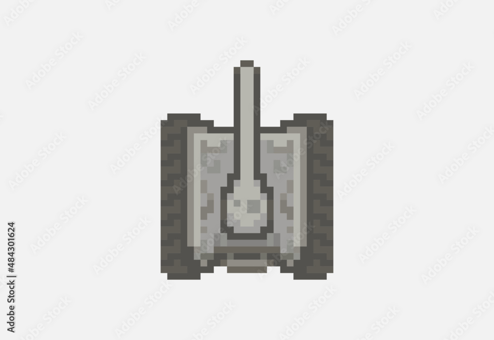 Illustration of a computer game tank top view in pixel art style Stock ...