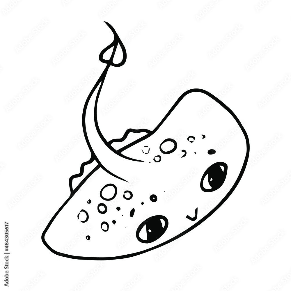 vector illustration of cute and beautiful doodle sea stingray Stock ...