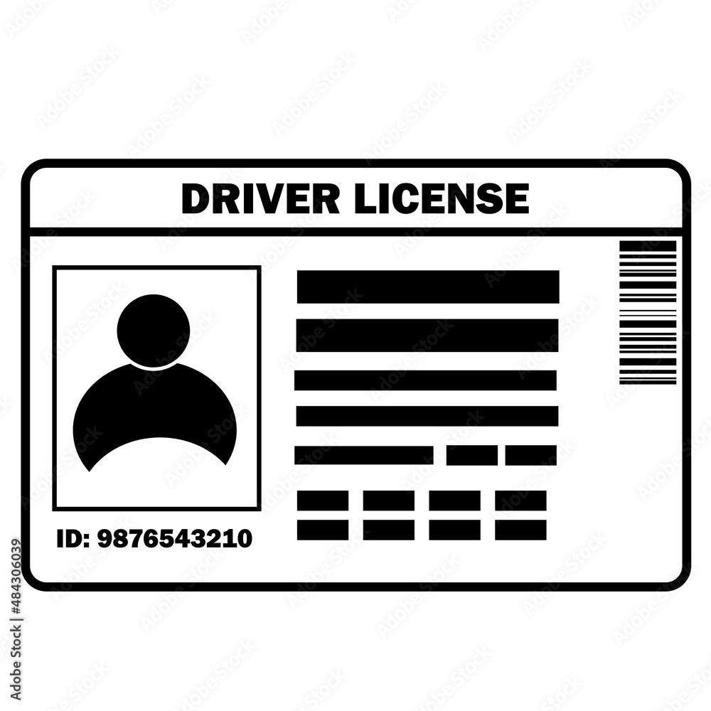 Driver's license identification card icon on white background. ID ...