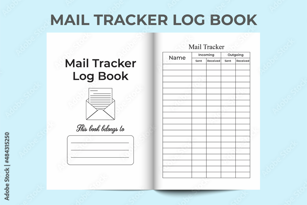 Mail tracker log book KDP interior. Mail incoming and outgoing tracker ...