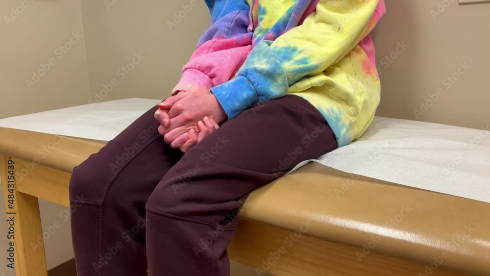 Young kid child girl or boy in covid-19 mask at Doctor’s office ...