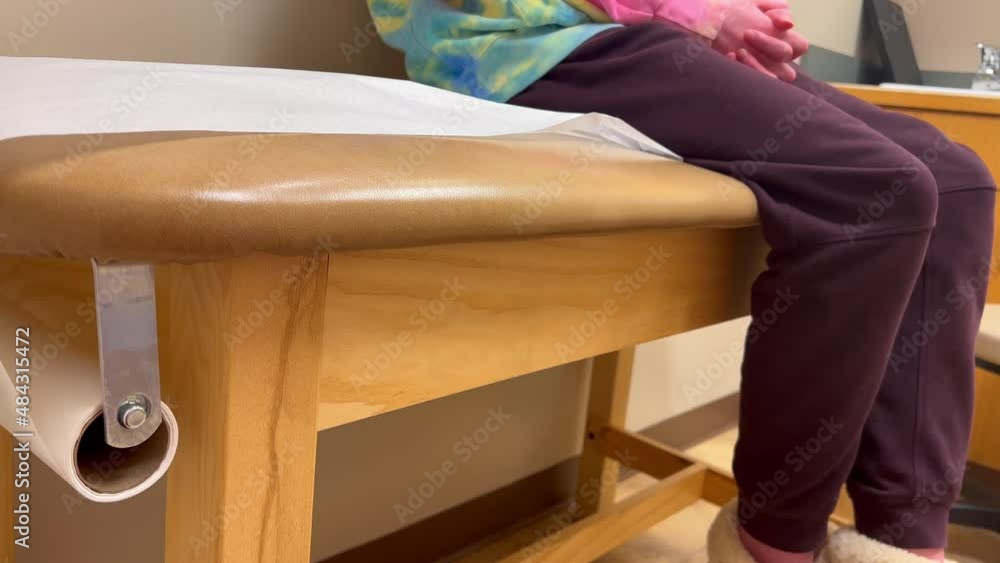 Young kid child girl or boy with covid-19 at Doctor’s office hospital ...
