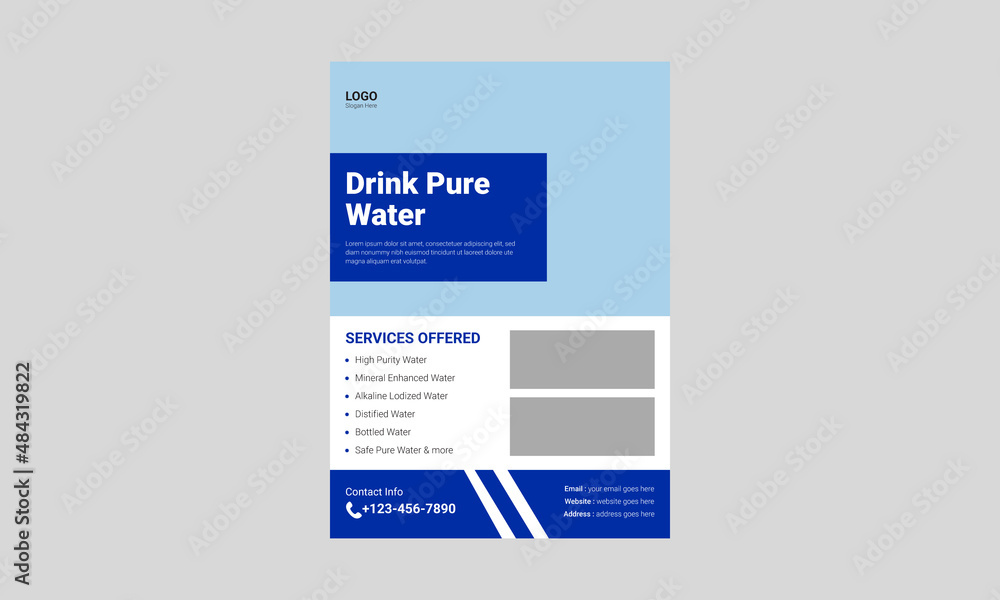 Water refilling service flyer design. Drink pure water poster template ...