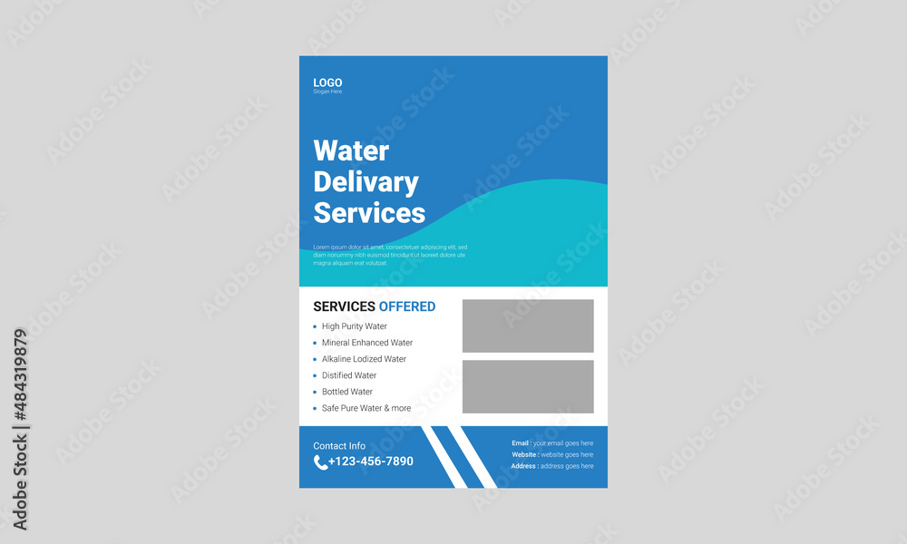 Water refilling service flyer design. Drink pure water poster template ...