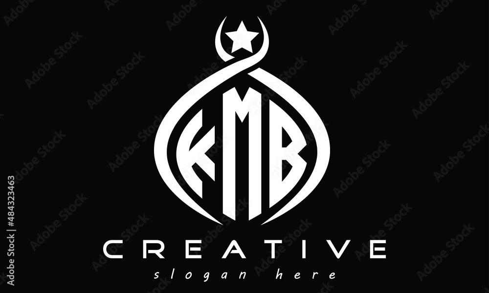KMB three letters monogram curved oval initial logo design, geometric ...