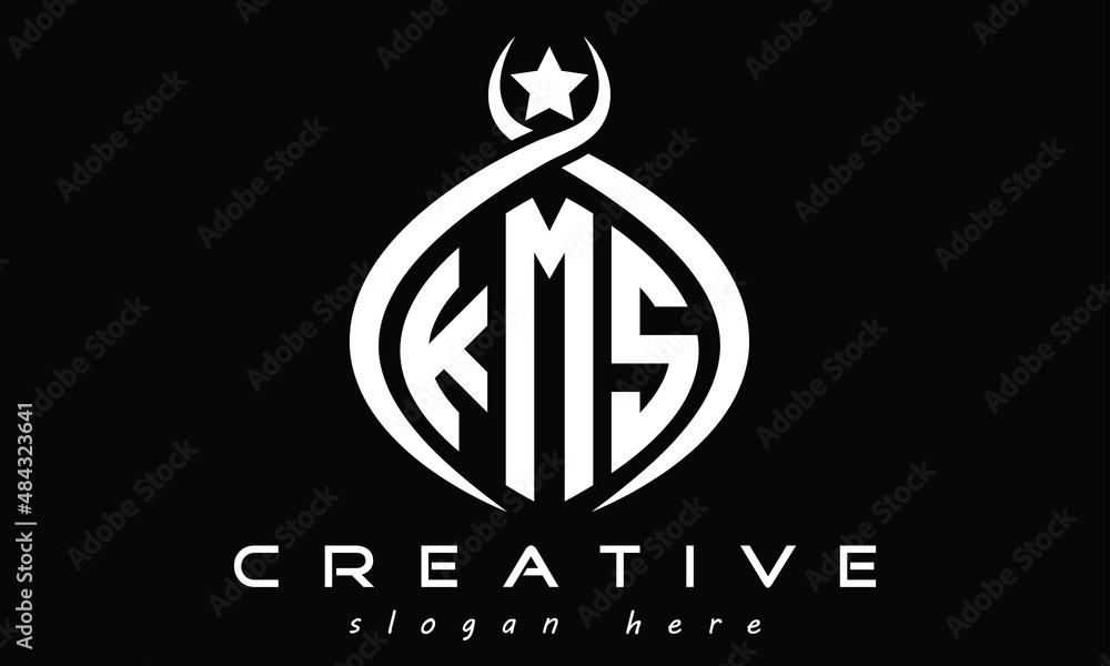 KMS three letters monogram curved oval initial logo design, geometric ...