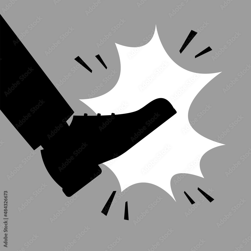 Boot kick. Silhouette of male leg. Aggression, mental problems ...